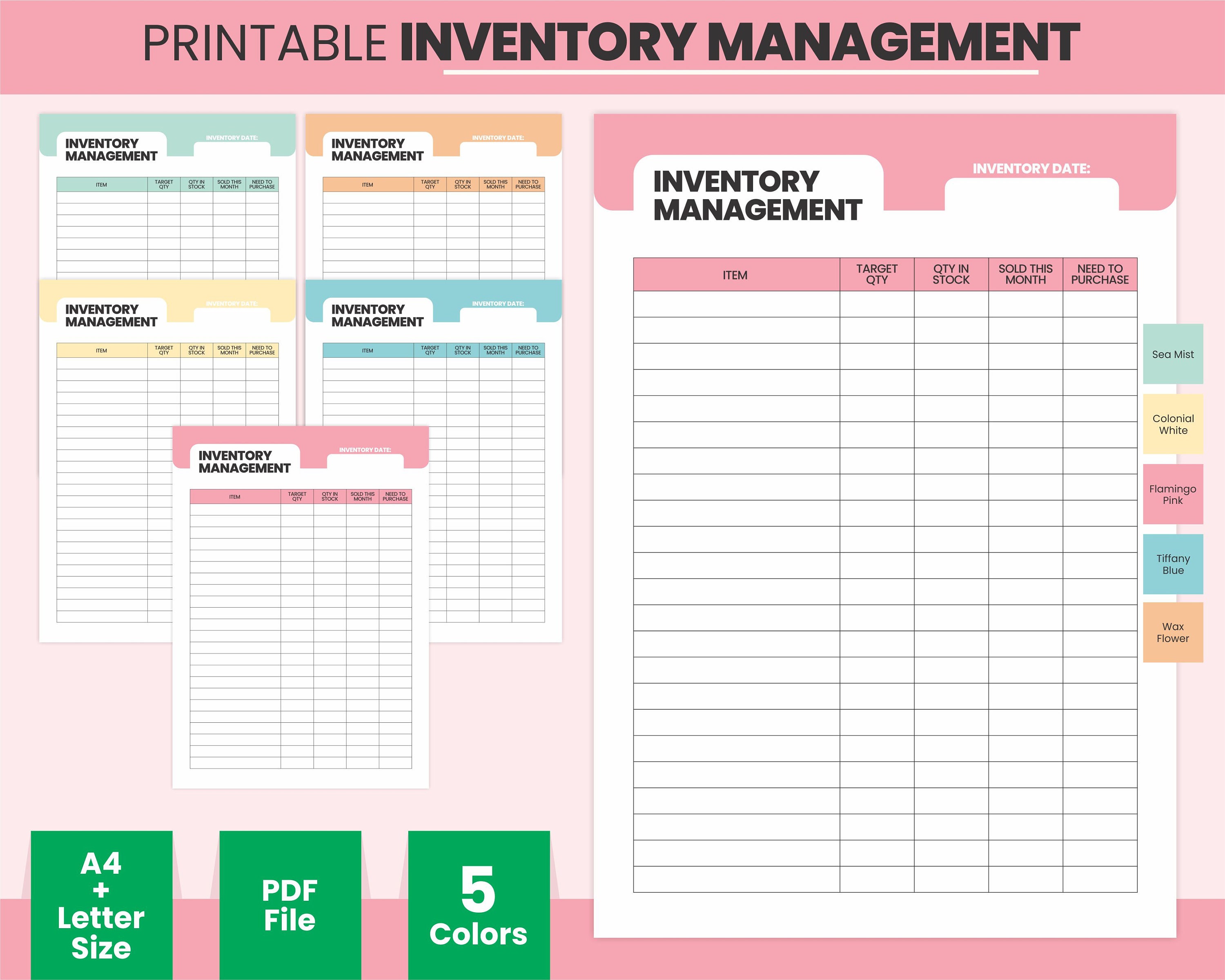Printable Inventory Management Sheet, Business Inventory List, Product ...