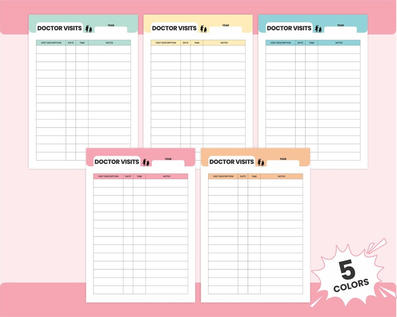 Printable Daily Doctor Visits Physician Office Reception Doctor Visit ...