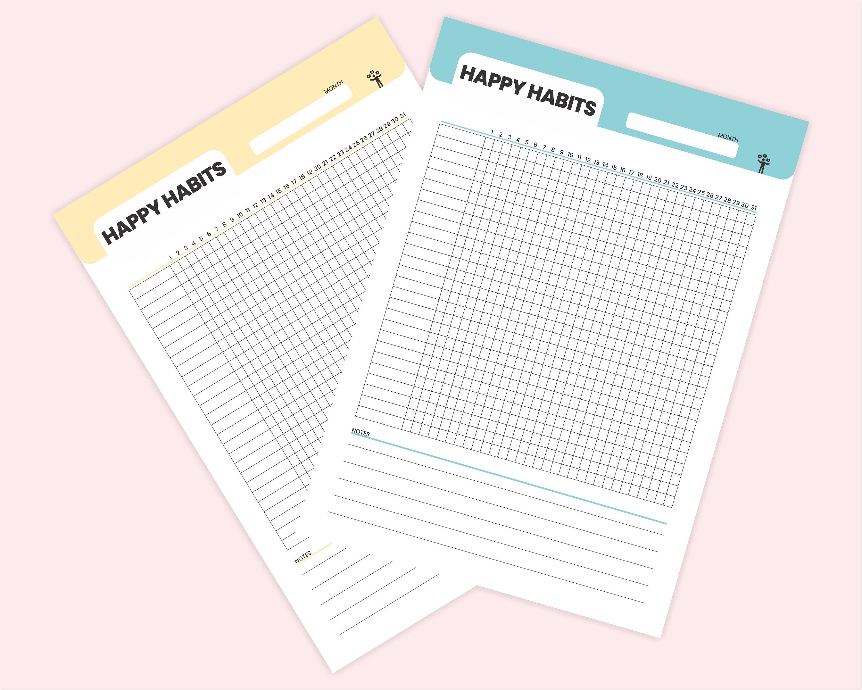 Printable Daily Happy Habits Tracking Checklist, PDF to Do Note Taking ...