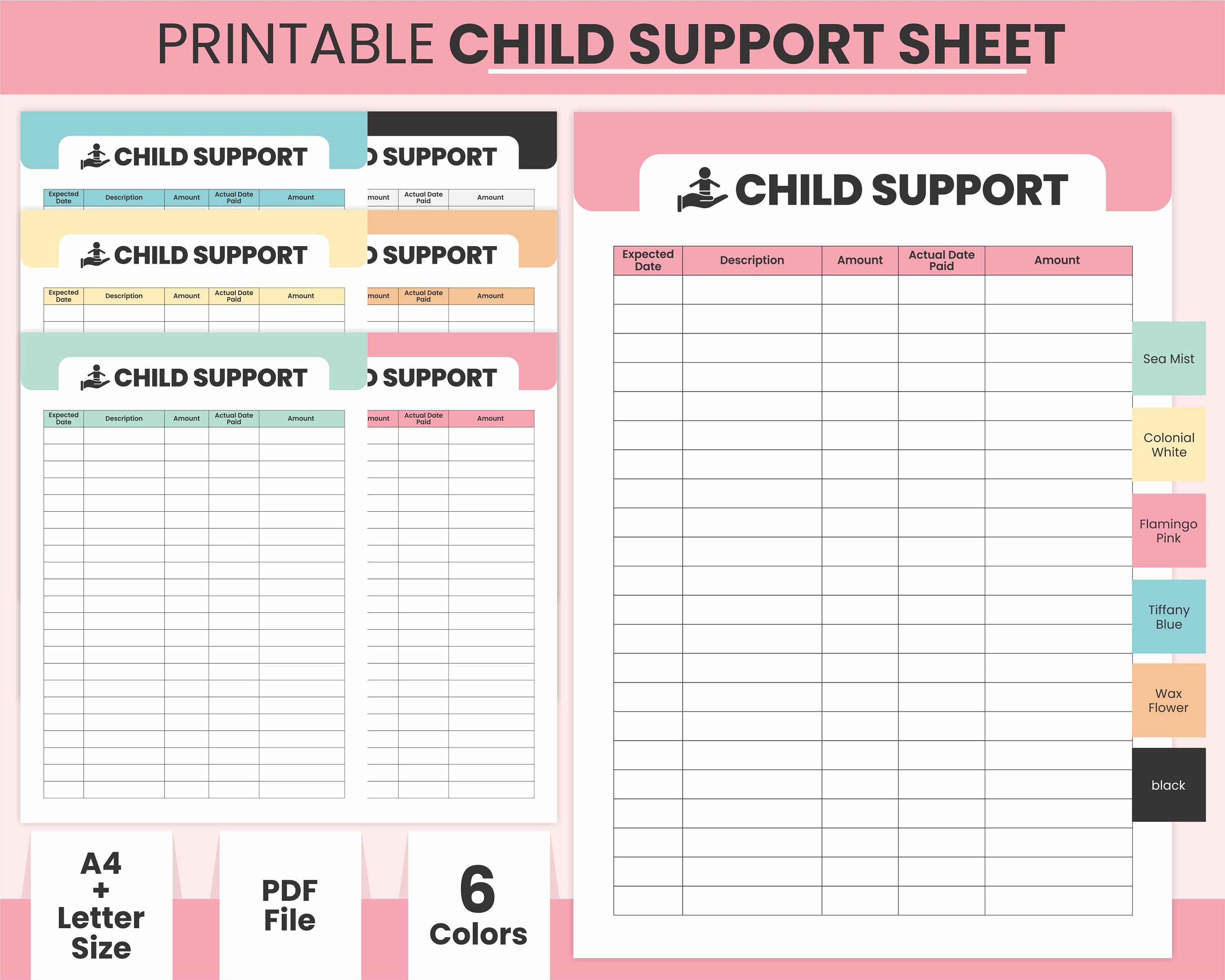 Printable Single Parent Child Support Custody Planner, Co Parenting ...