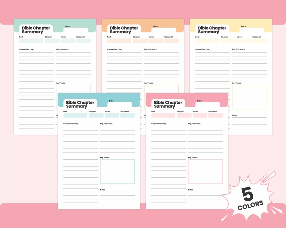 Printable Bible Chapter Summary, A4 Bible Chapter Study Notes, Bible ...