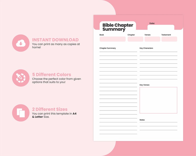 Printable Bible Chapter Summary, A4 Bible Chapter Study Notes, Bible ...