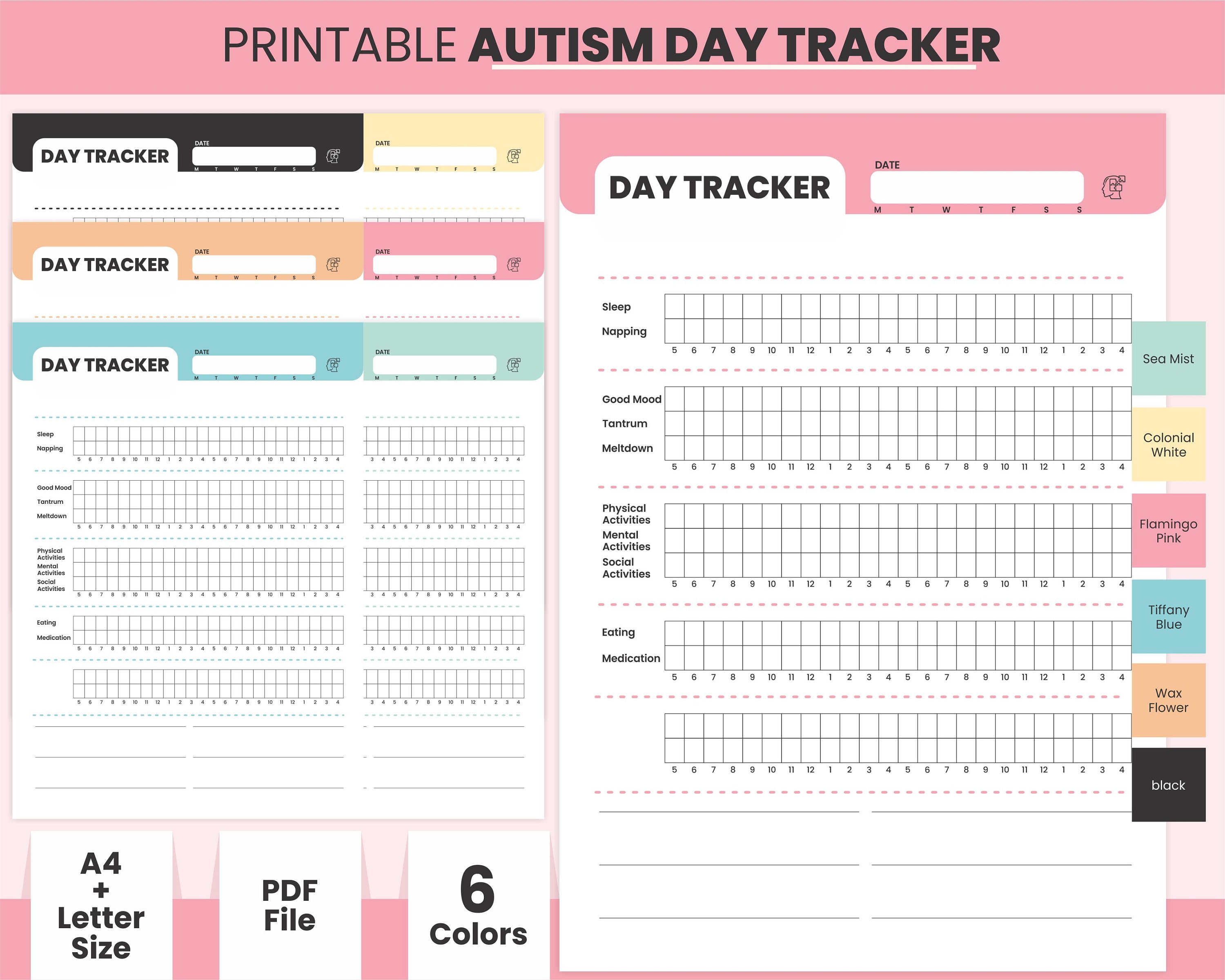 Printable ADHD Child Care Log Book, A4 Autism Planner, Kids Therapy ...