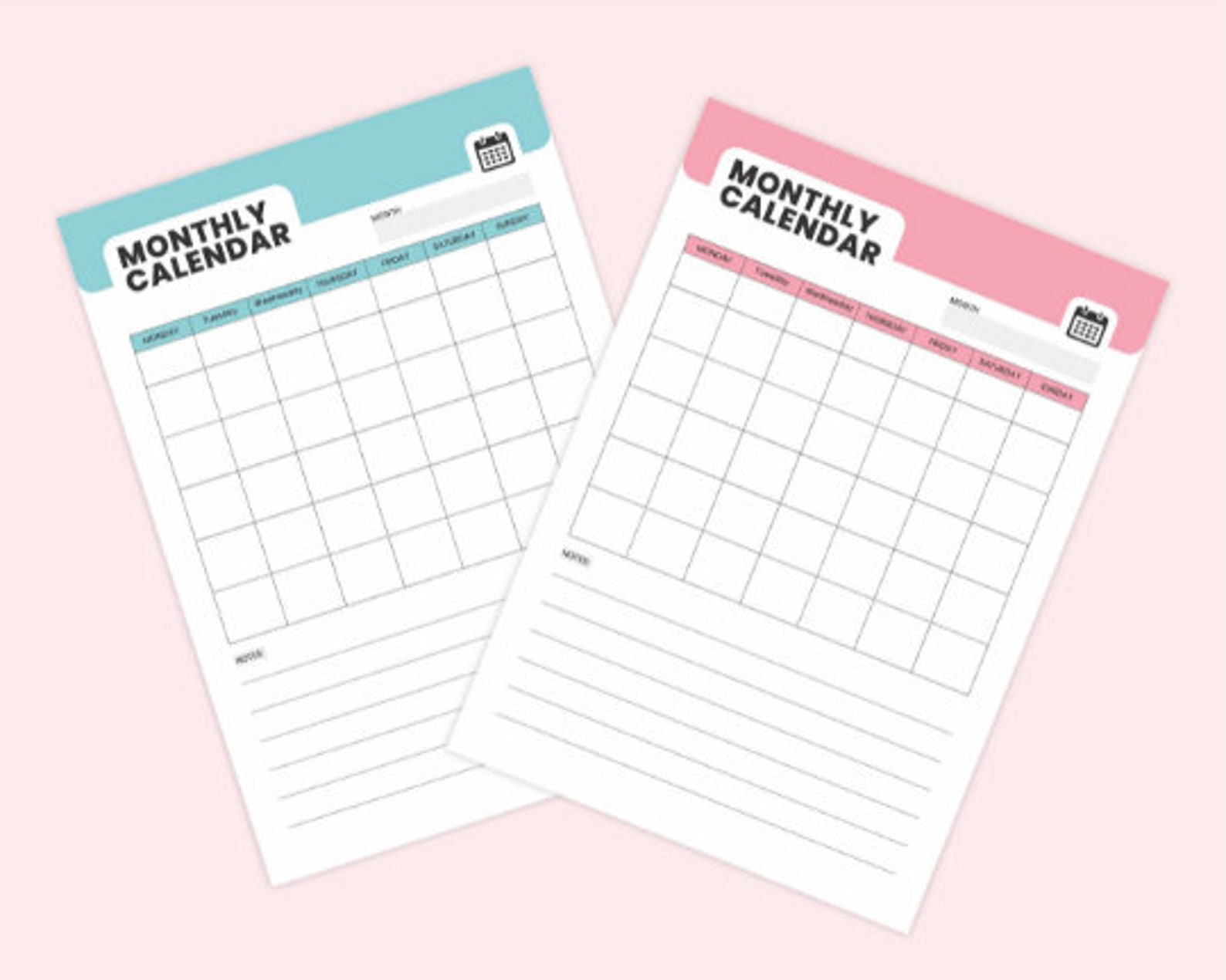 Printable Blank Calendar Page Template Digital Minimalist Downloadable ...