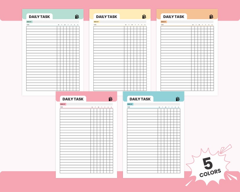 Printable Minimalist Daily Task Tracking Sheet, Digital Work Schedule ...