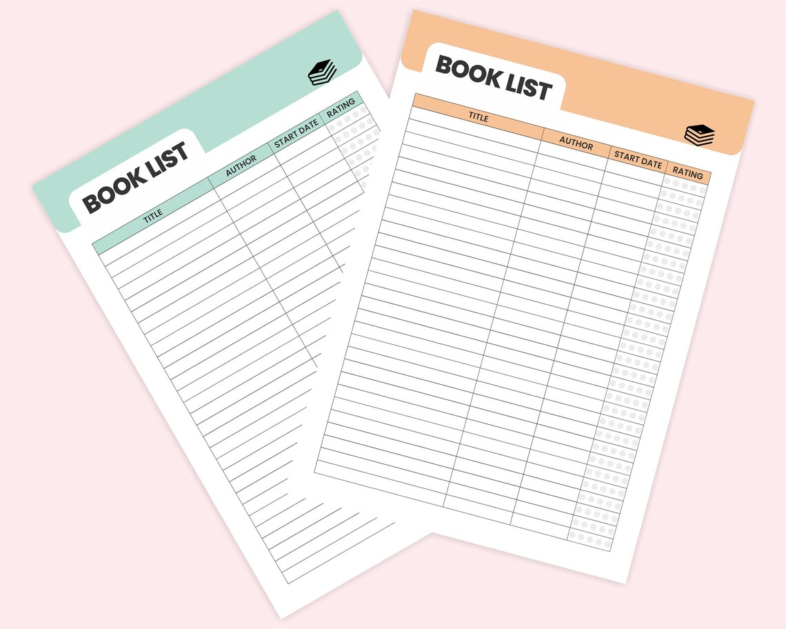 Printable Book Reading List Digital Daily Books to Read Tracker ...