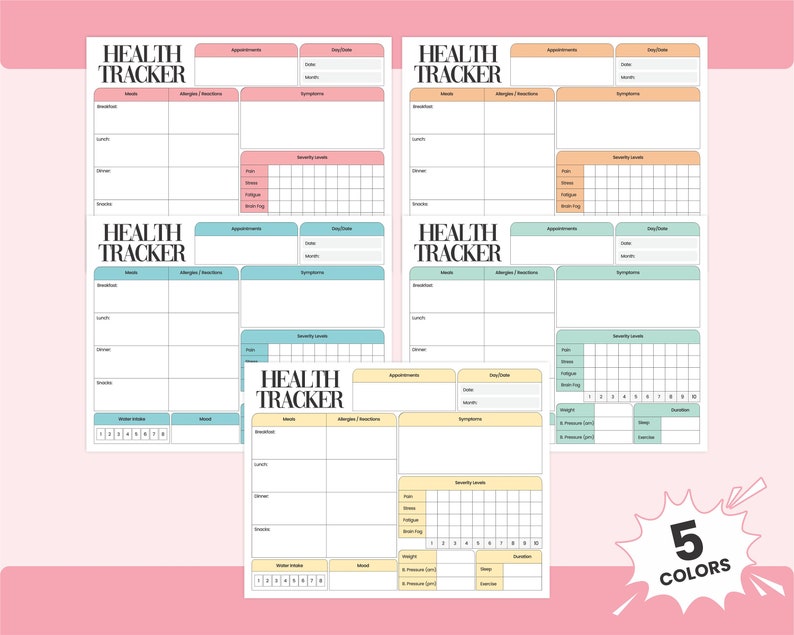 Printable Daily Health Tracking Sheet, Digital Chronic Illness ...