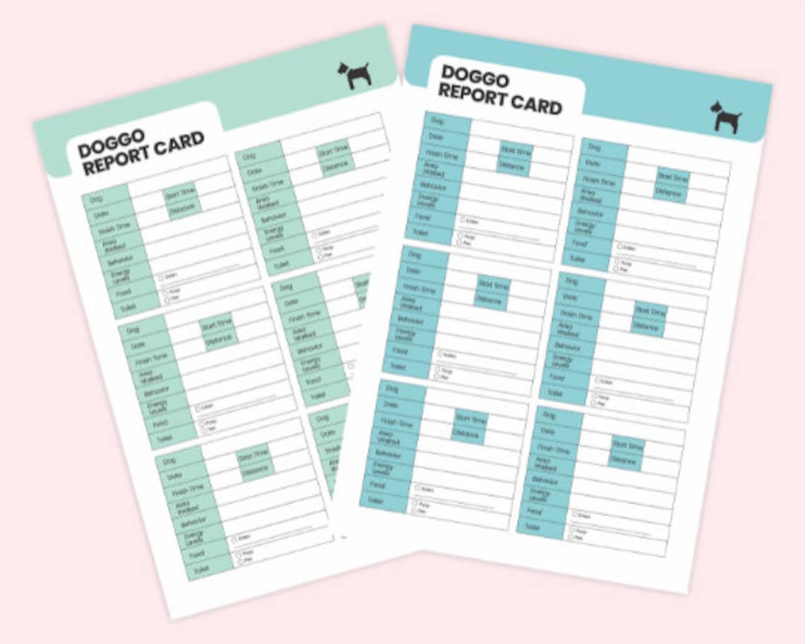 Printable Dog Report Card PDF Template Daily Doggie Daycare Report Log ...