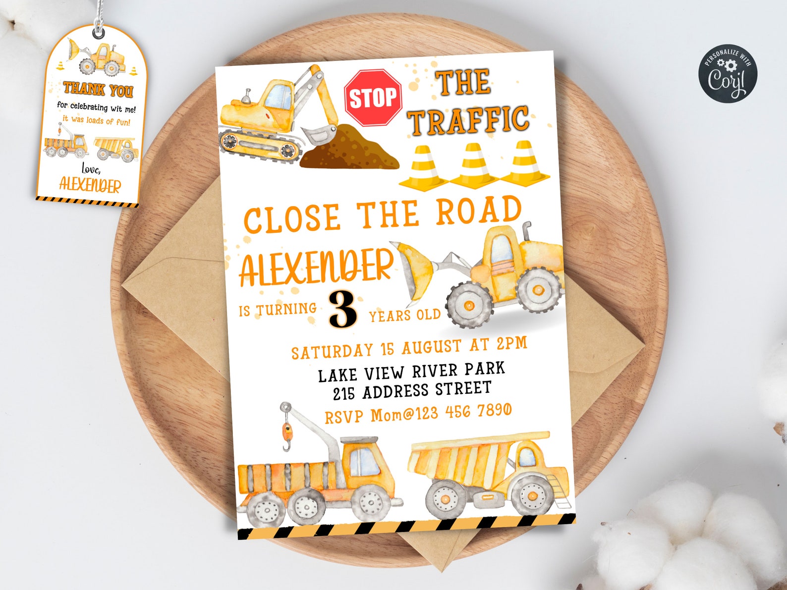 Construction Birthday Party Invitation, Editable Construction ...