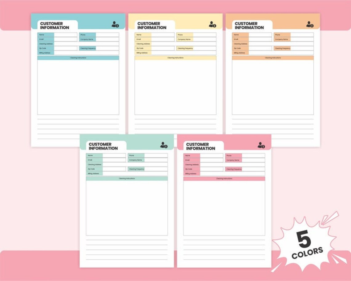 Printable Customer Information Cleaning Pdf Template Digital Cleaning ...