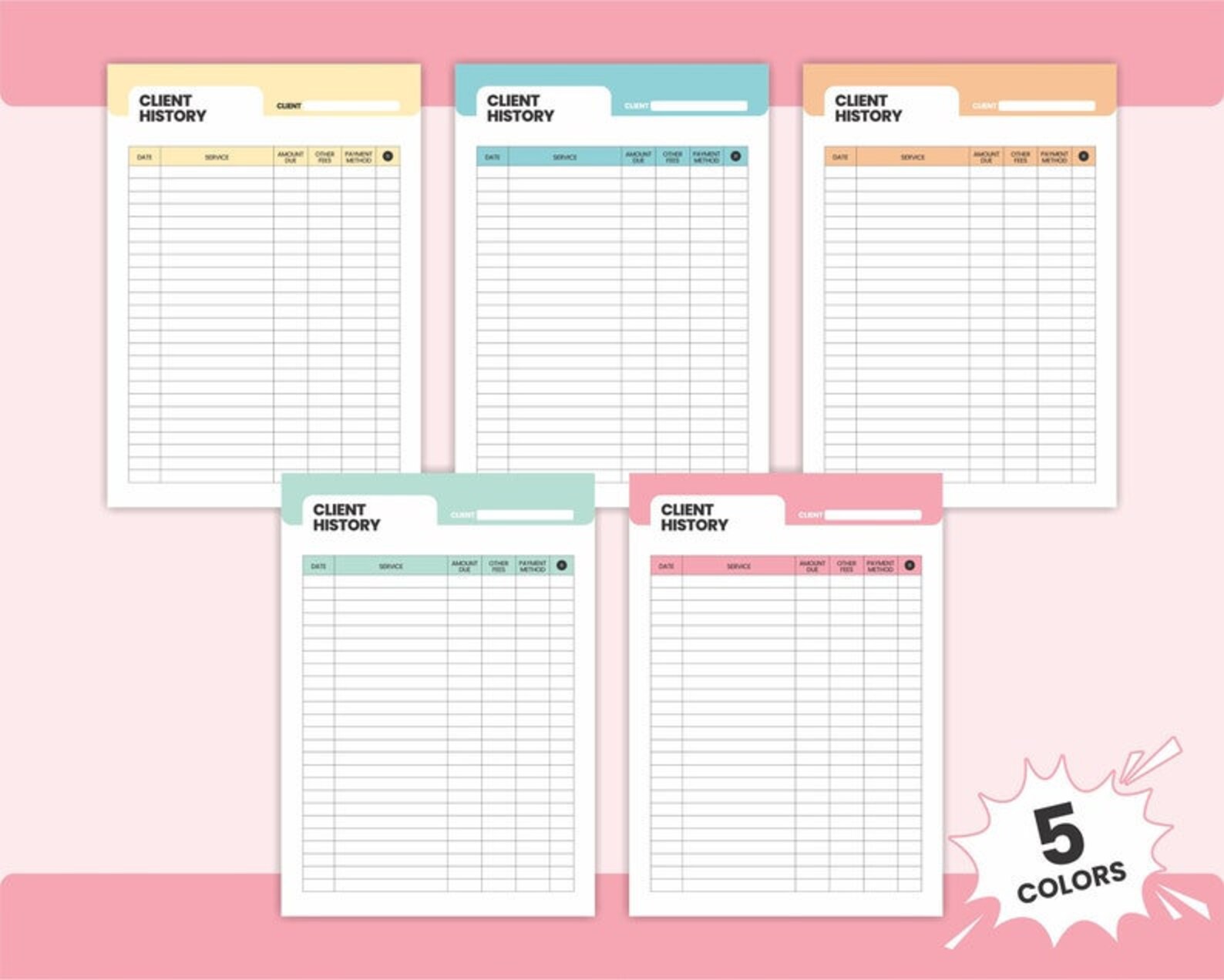 Printable Daily Client Payment History Tracker, Small Business Finance ...