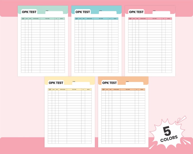 Printable Ovulation Test Sheet, Medical OPK Test PDF to Keep Record ...