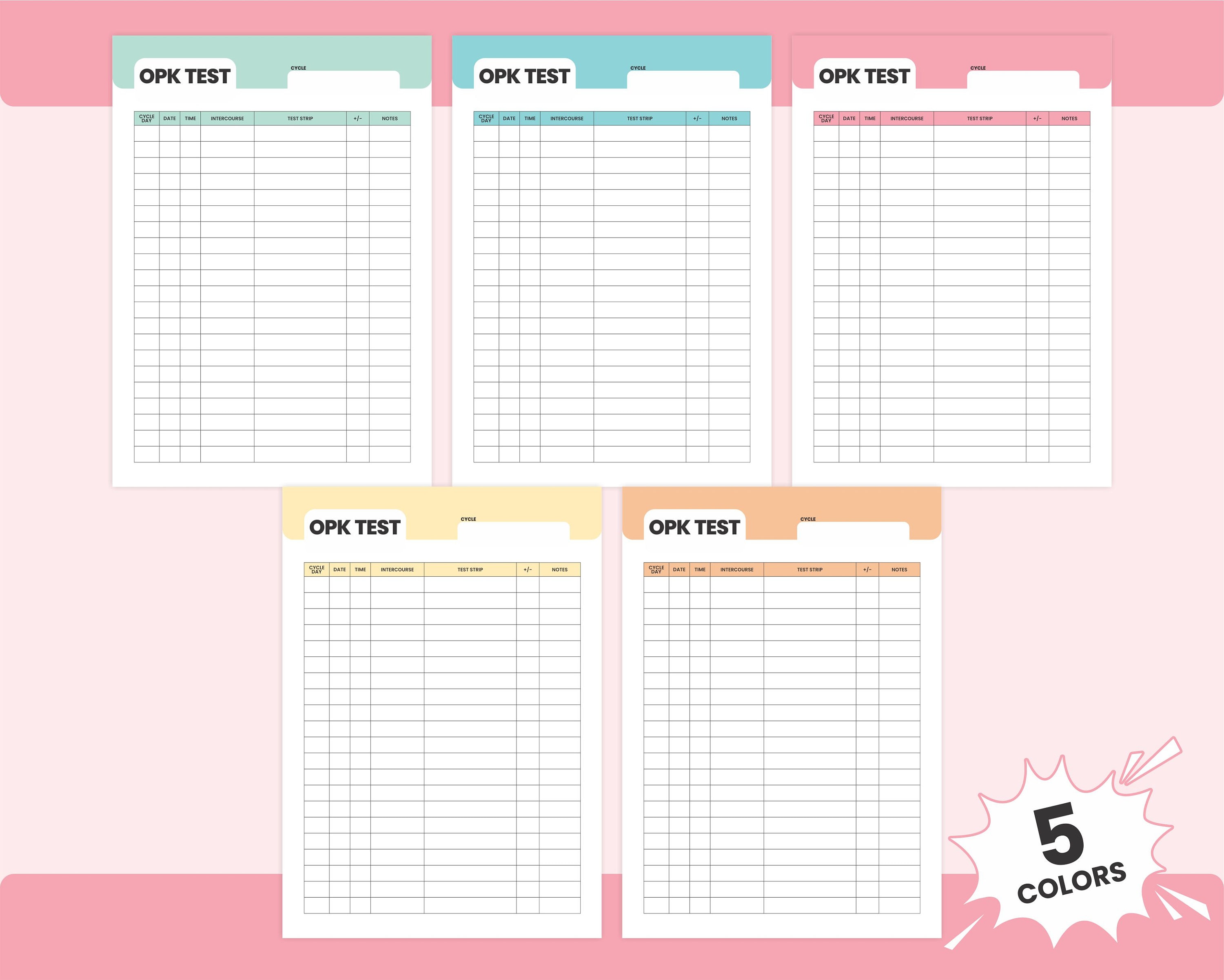 Printable Ovulation Test Sheet, Medical OPK Test PDF to Keep Record ...