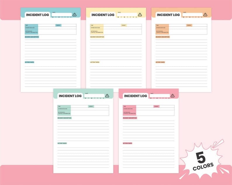 Printable Incident Report Tracking Sheet, Digital Reporting Planner ...