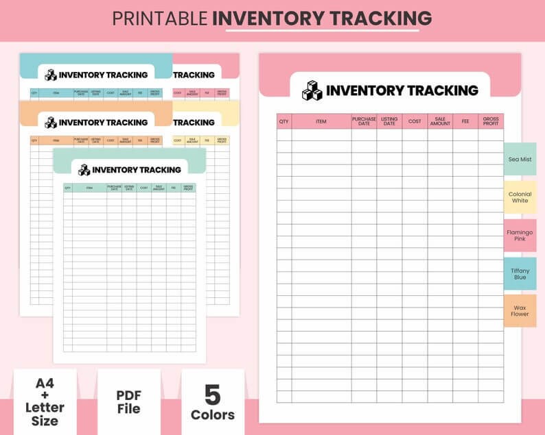 Printable Inventory Tracking Page Digital PDF Template, Small Business ...