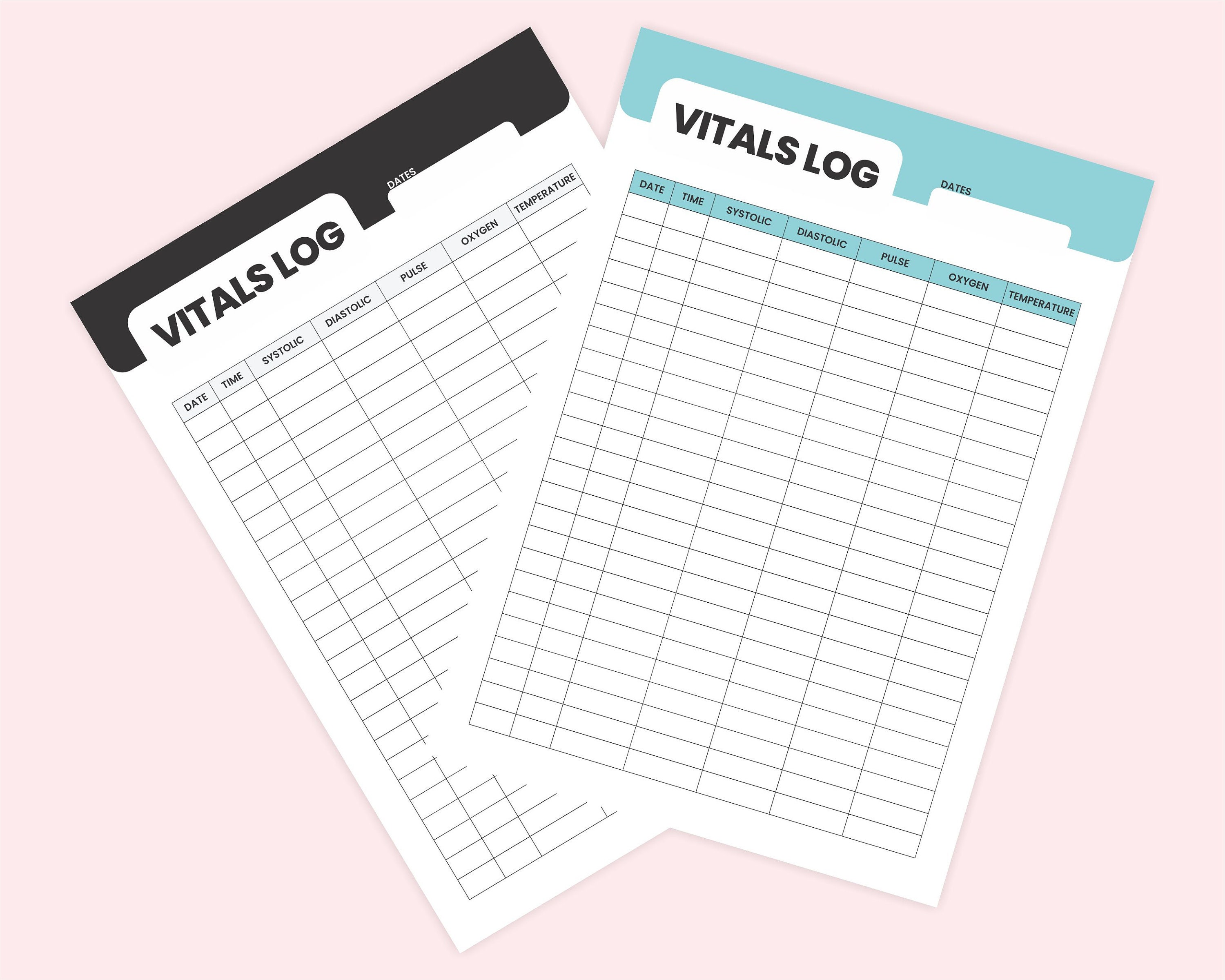 Printable Daily Vitals Tracker, Health Monitoring Planner, Blood ...