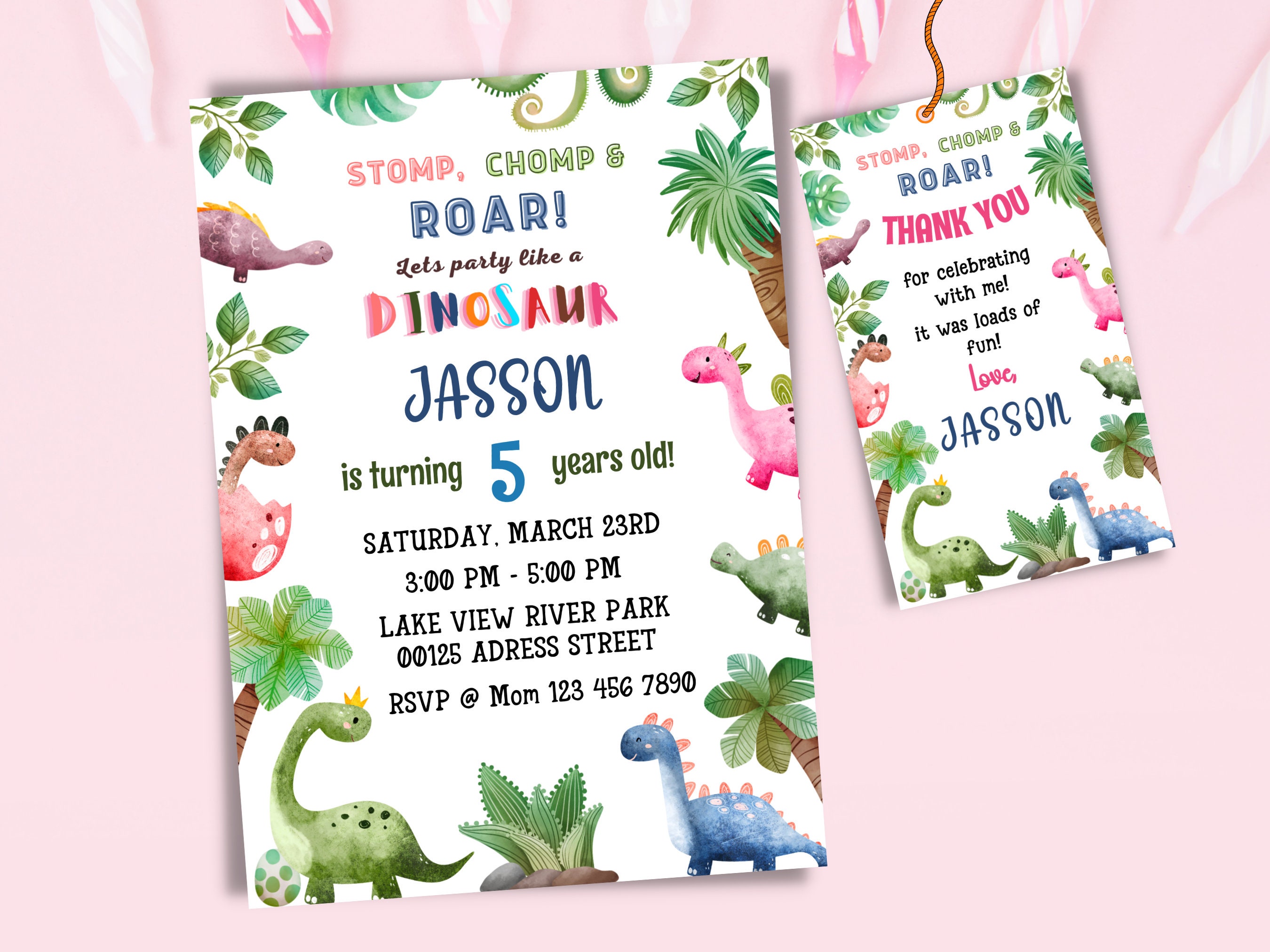 Editable Dinosaur Birthday Invitation Template, Dinosaur Party ...
