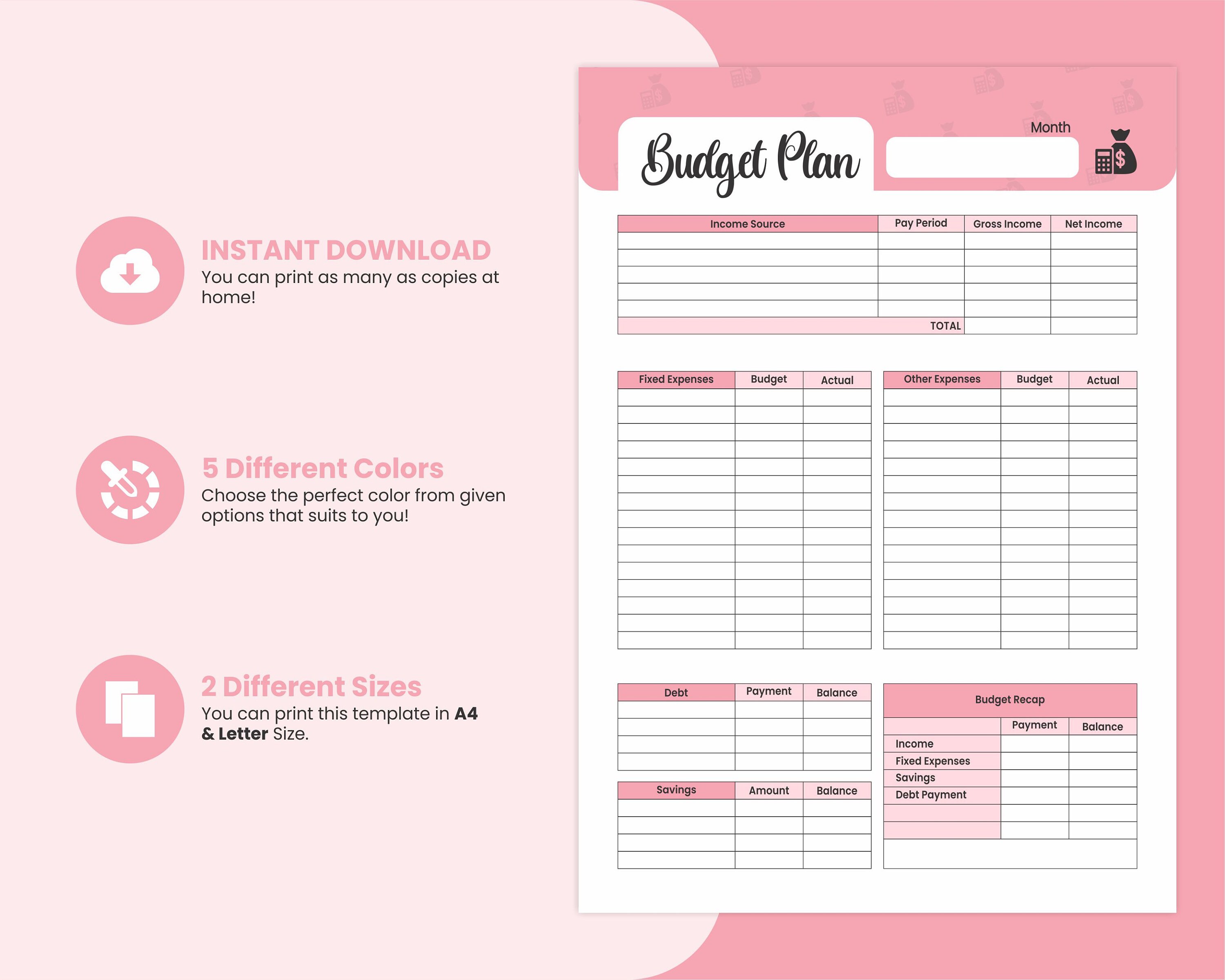 Printable Finance Log, Daily Budget Plan, Money Budget Planning ...