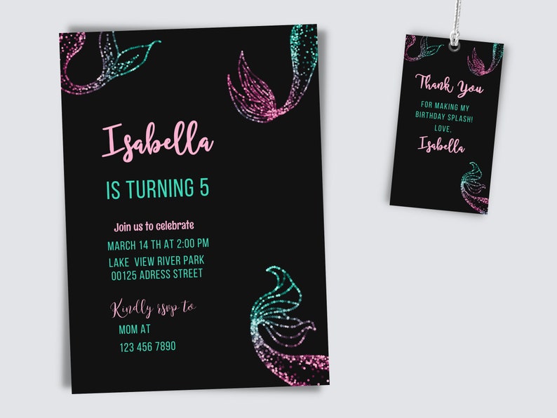 Editable Mermaid Birthday Invitation Printable Mermaid - Etsy