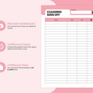 Printable Daily Business Cleaning Sign-off Sheet Digital Download ...