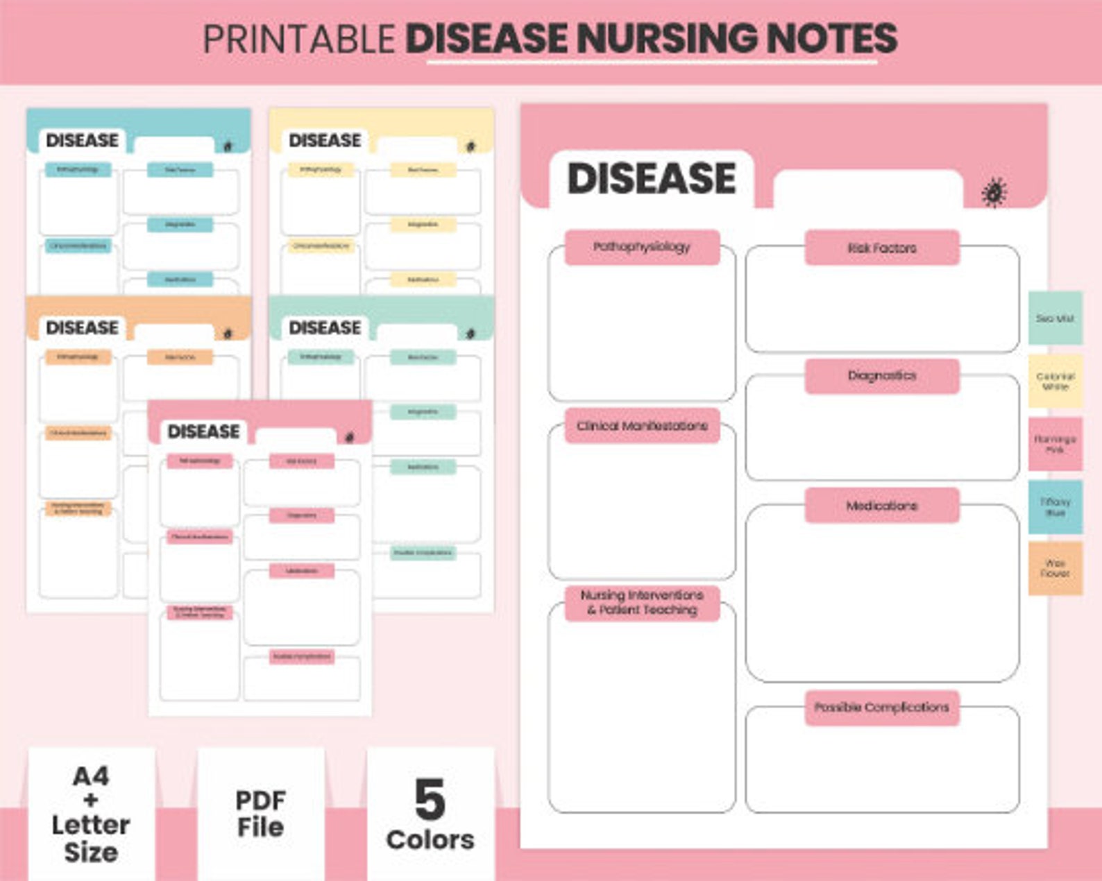 Printable Disease Nursing Tracking Sheet, Digital Disease Notes ...