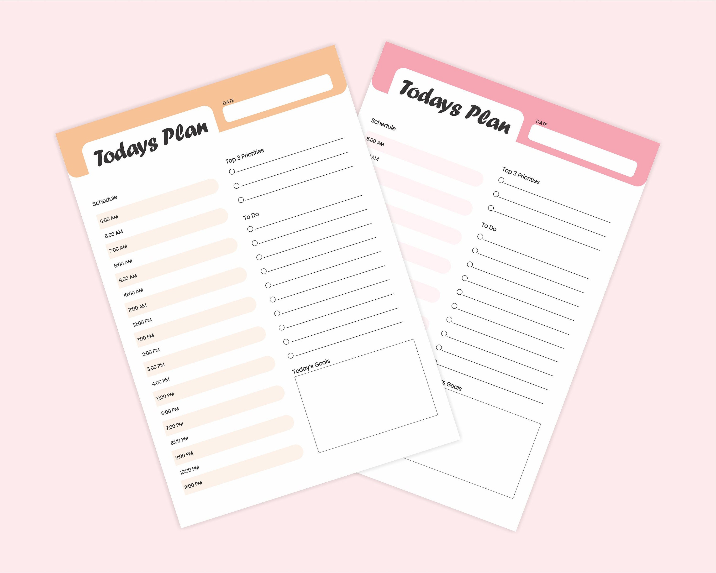 Printable A4 Day Planner 2022, Todays Plan Templat, Pdf Work Plans ...