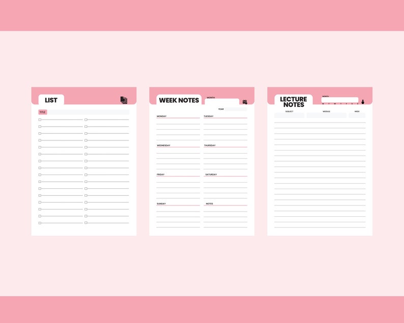 Printable Student Notes Template PDF, Digital Lecture Notes Taking Pack ...