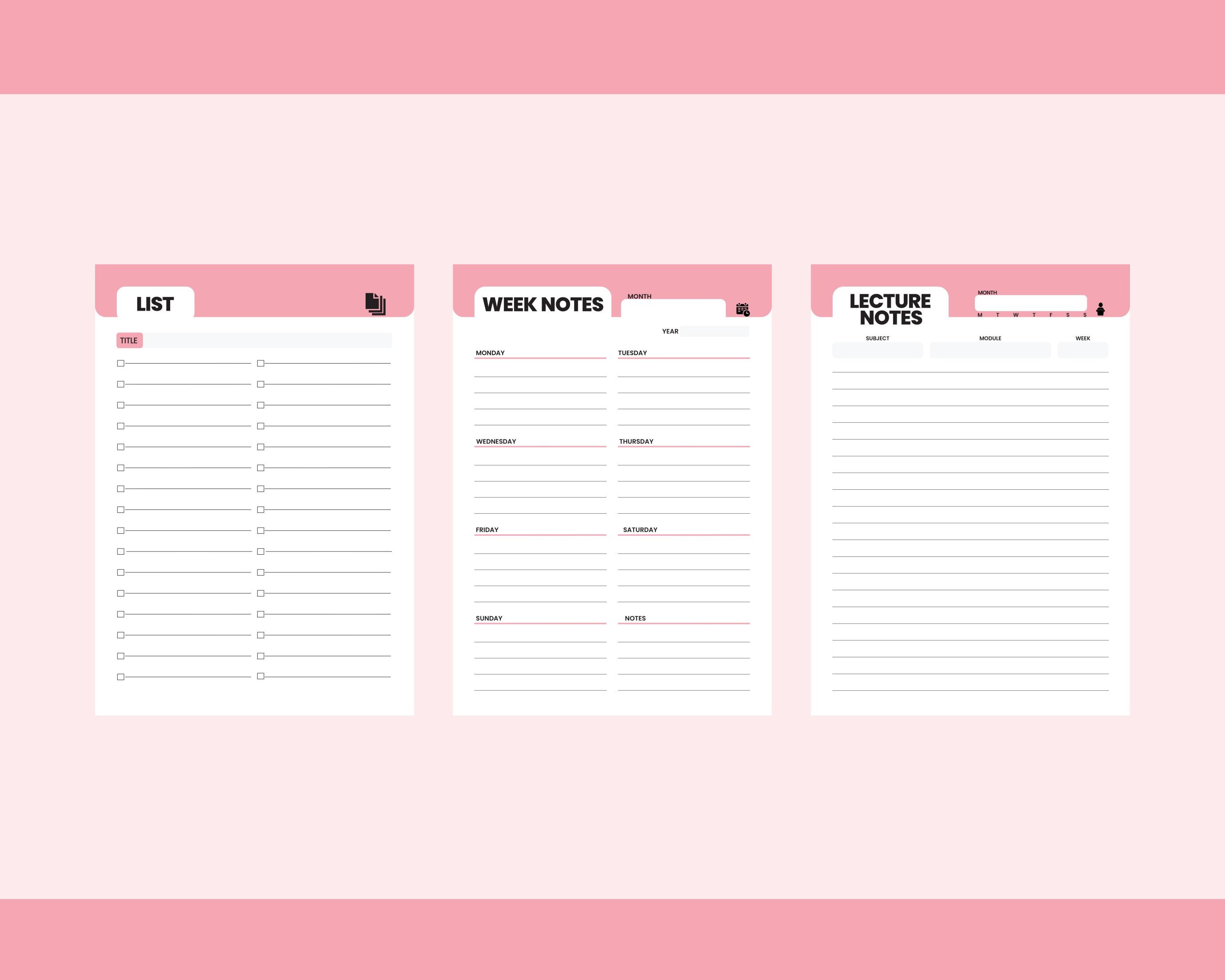 Printable Student Notes Template PDF, Digital Lecture Notes Taking Pack ...