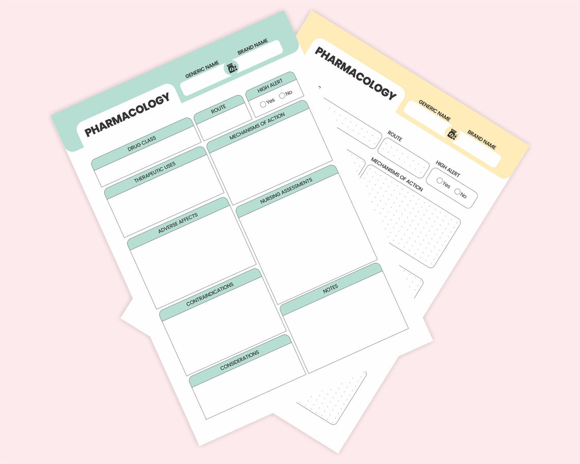 Printable Medical Nursing Pharmacology Notes Pdf Template, Nursing ...