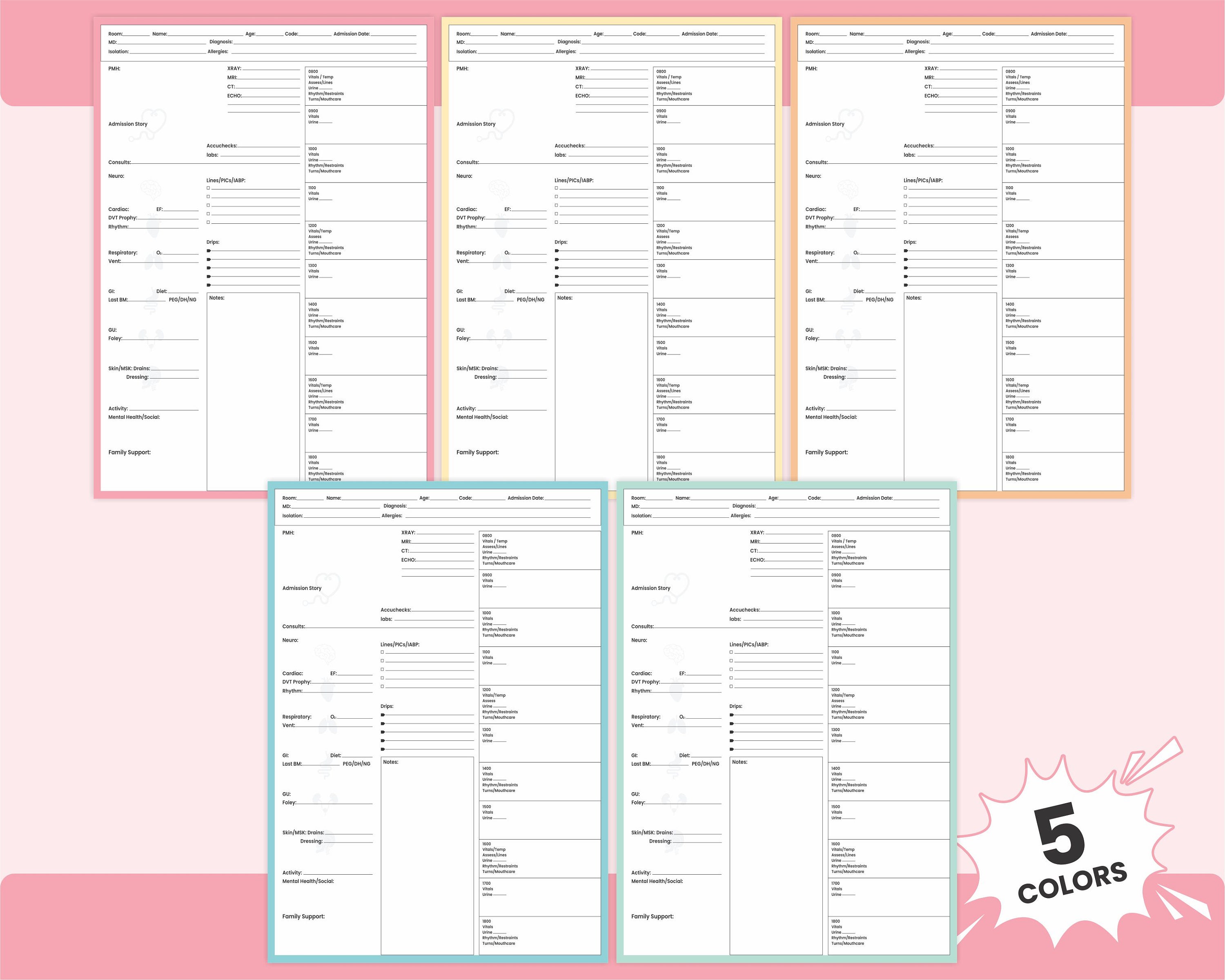 Printable Cardiac Nurse Report Sheet, ICU Nursing Patient Report ...