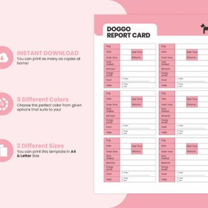 Printable Dog Report Card PDF Template Daily Doggie Daycare Report Log ...