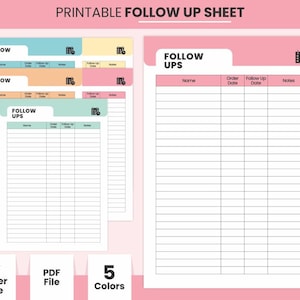 Printable Business Follow Ups Digital Sheet Template Small Business ...