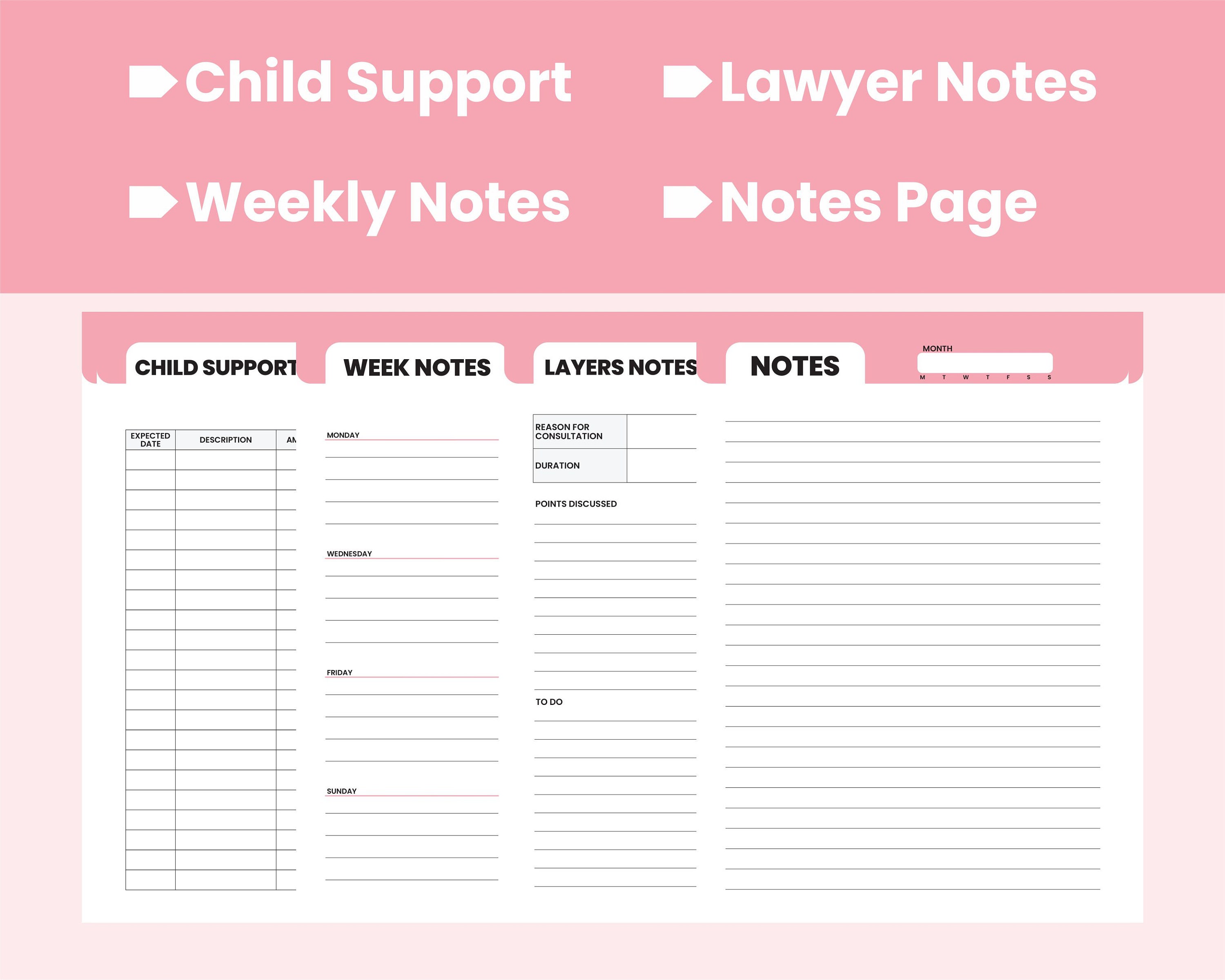 Printable Single Parent Child Custody Planner, Co-parenting Digital ...