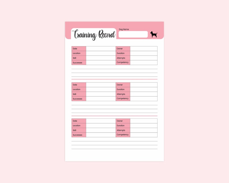 Printable New Puppy Training Log, A4 Puppy Checklist, Pet Grooming ...