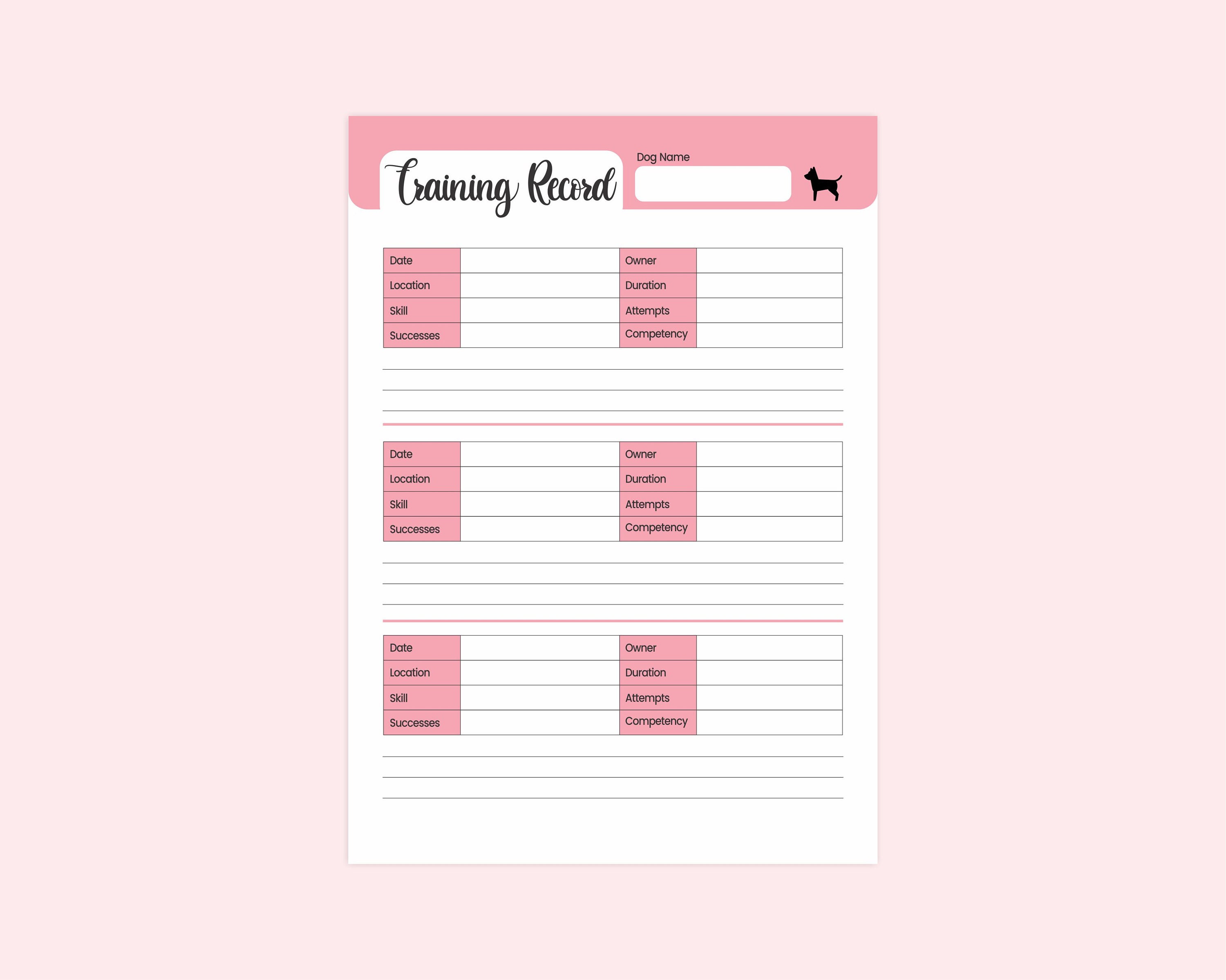 Printable New Puppy Training Log, A4 Puppy Checklist, Pet Grooming ...