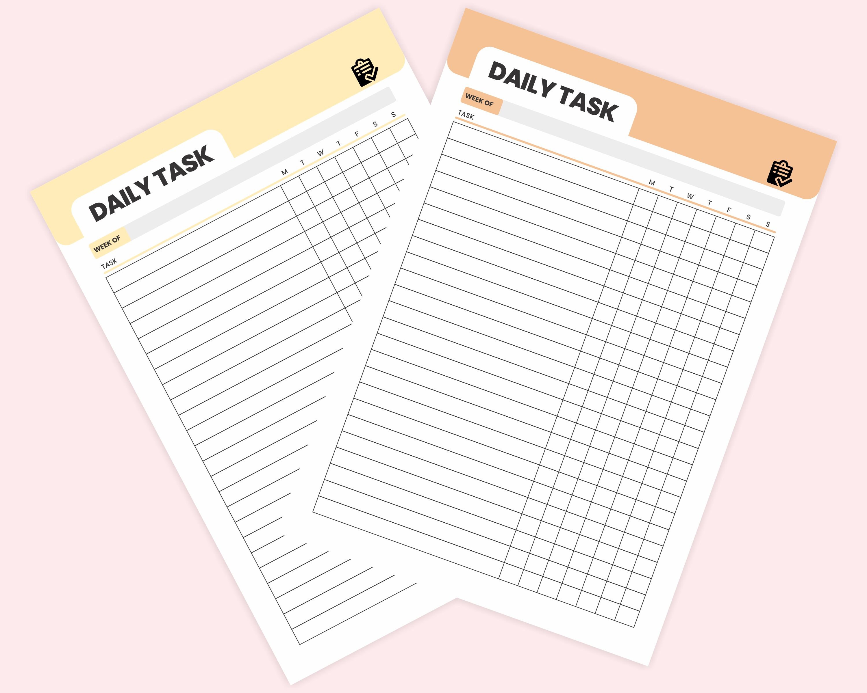 Printable Minimalist Daily Task Tracking Sheet, Digital Work Schedule ...
