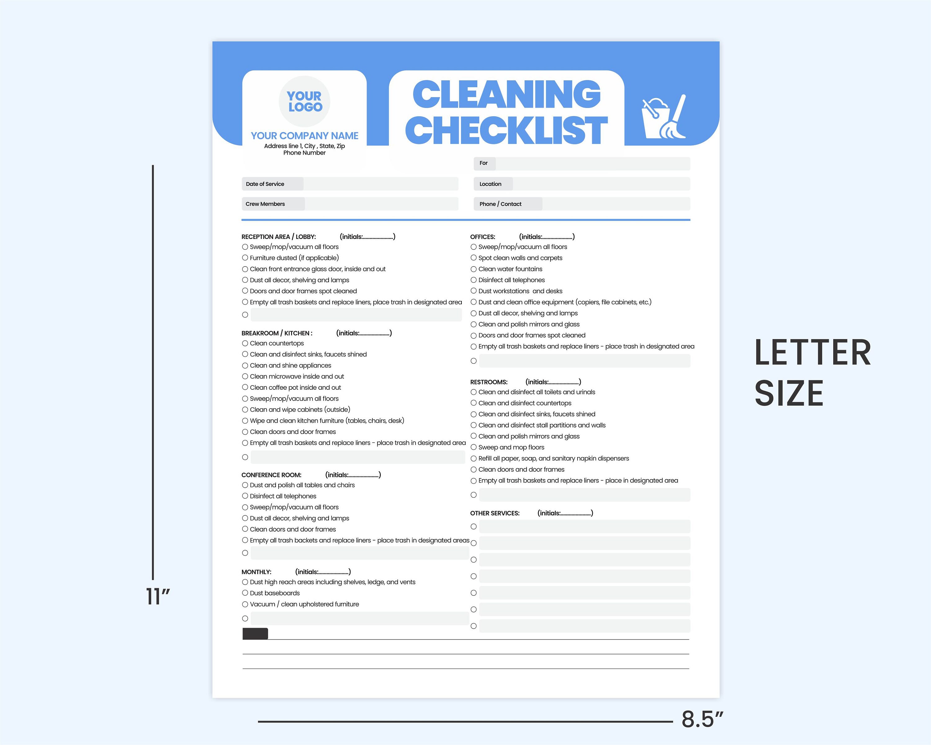 Personalized Cleaning Checklist for Small Business Owners, Printable ...