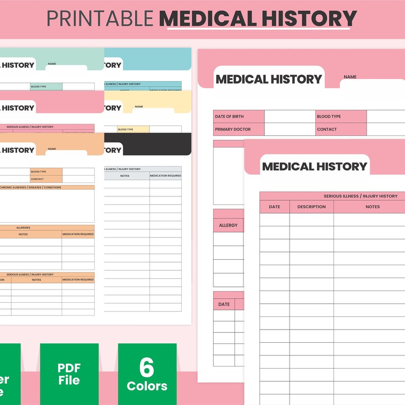 Family Medical History Checklist Template - Etsy