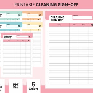 Printable Daily Business Cleaning Sign-off Sheet Digital Download ...