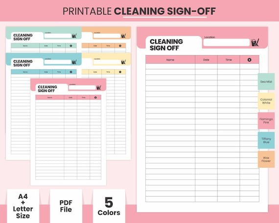 Printable Daily Business Cleaning Sign-off Sheet Digital - Etsy