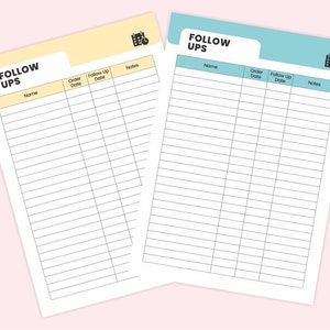 Printable Business Follow Ups Digital Sheet Template Small Business ...
