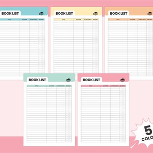 Printable Book Reading List Digital Daily Books to Read Tracker ...