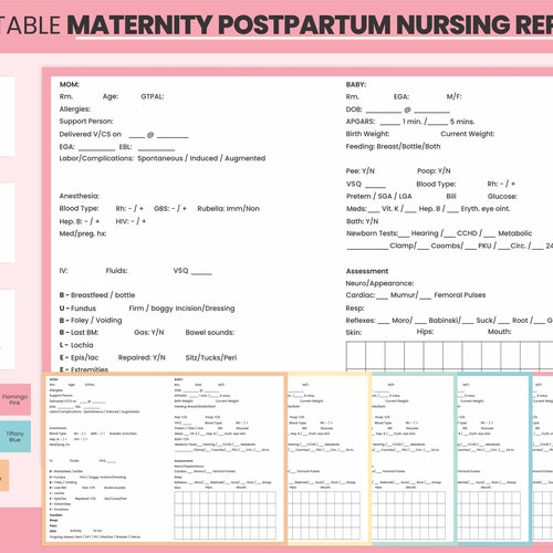 Printable Maternity Postpartum Nursing Report Sheet PDF - Etsy