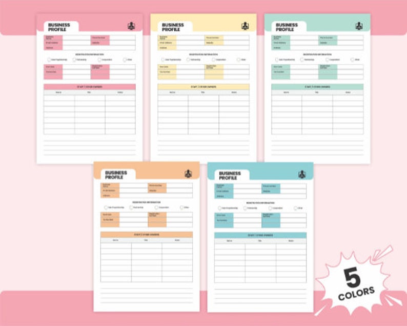 Printable Business Profile Sheet Digital Small Business Registration ...