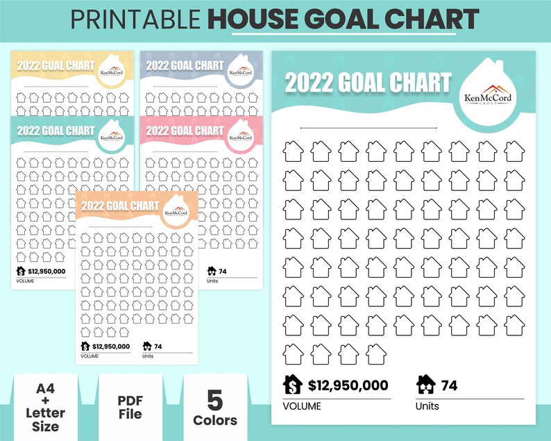 Custom House Goal Chart, Real Estate Tracking Sheet, Real Estate Agent ...