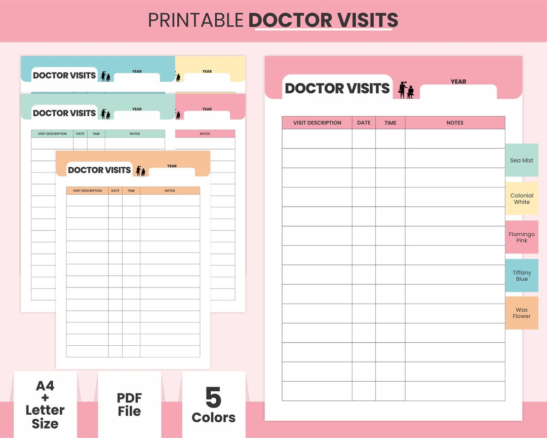Printable Daily Doctor Visits Physician Office Reception Doctor Visit ...
