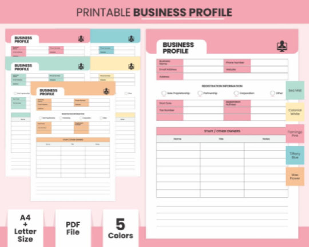 Printable Business Profile Sheet Digital Small Business Registration ...