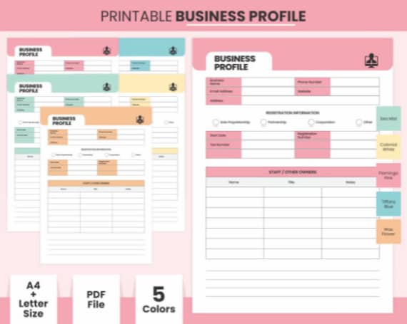 Printable Business Profile Sheet Digital Small Business | Etsy