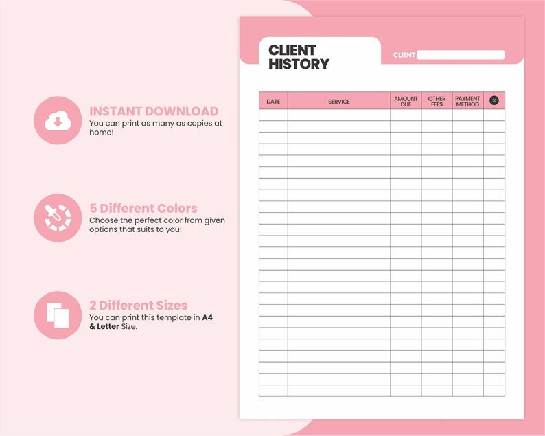 Printable Daily Client Payment History Tracker, Small Business Finance ...