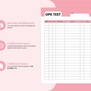 Printable Ovulation Test Sheet, Medical OPK Test PDF to Keep Record ...